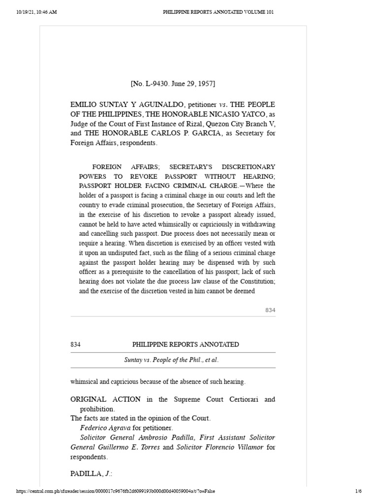 Suntay VS People | PDF | Passport | Law
