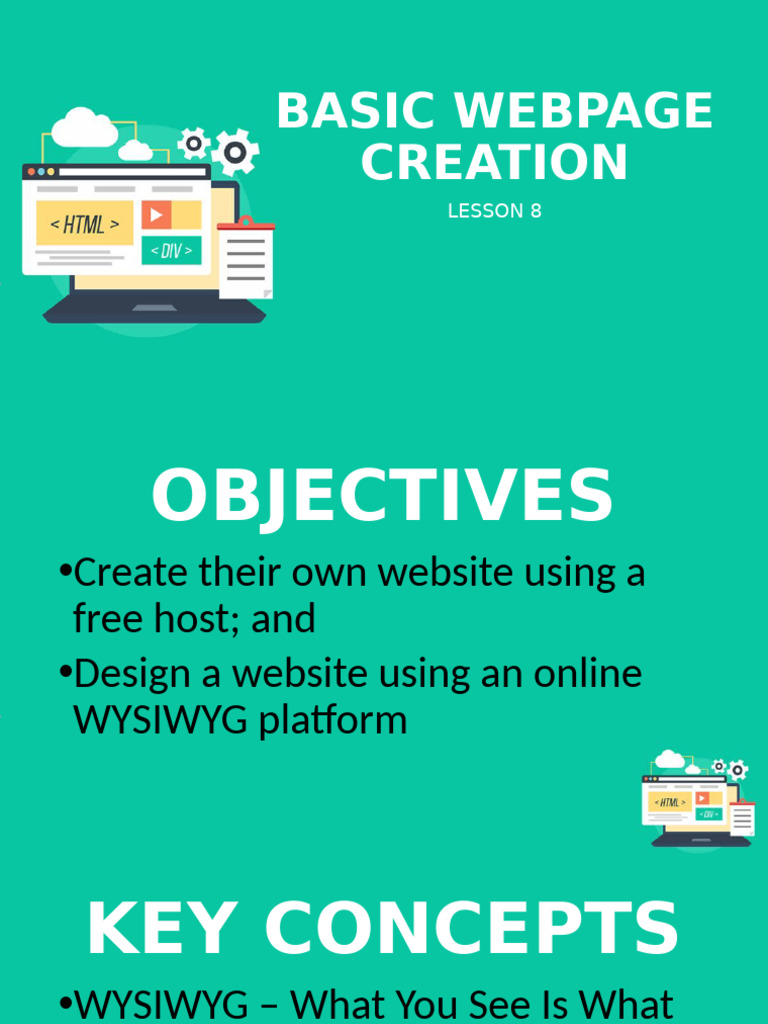 Lesson 8 - Basic Webpage Creation | PDF