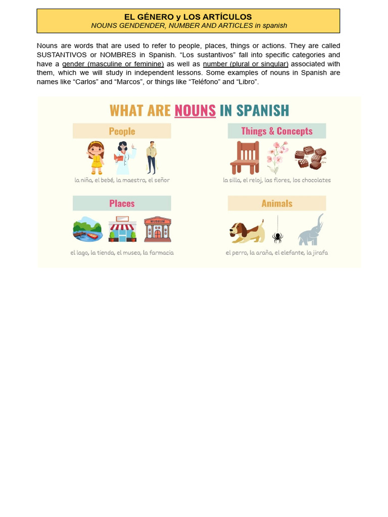 EL GÉNERO de Los Sustantivos (Nouns Gender and The Number) | PDF ...