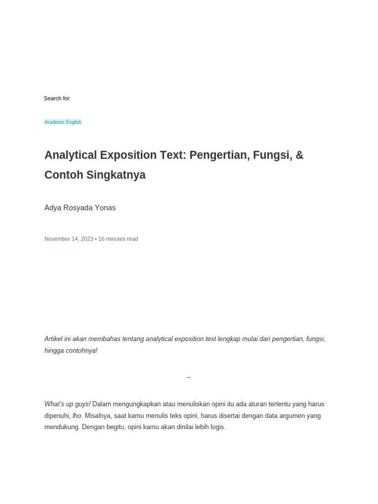 Analytical Exposition | PDF