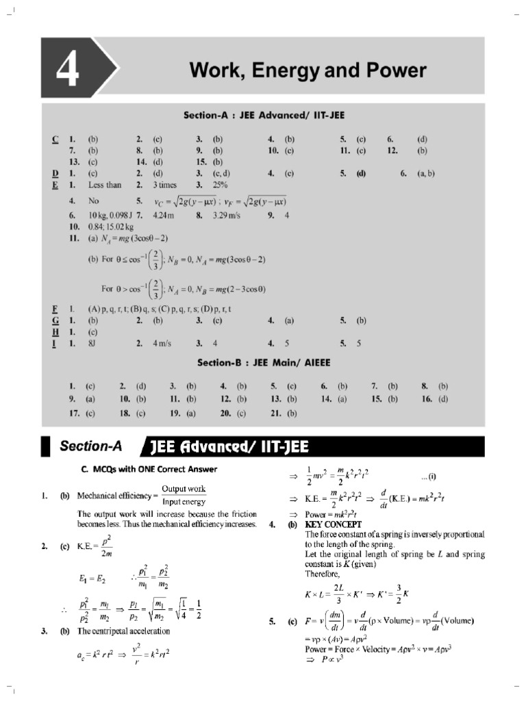 4A. Solutions - Work, Energy & Power | PDF