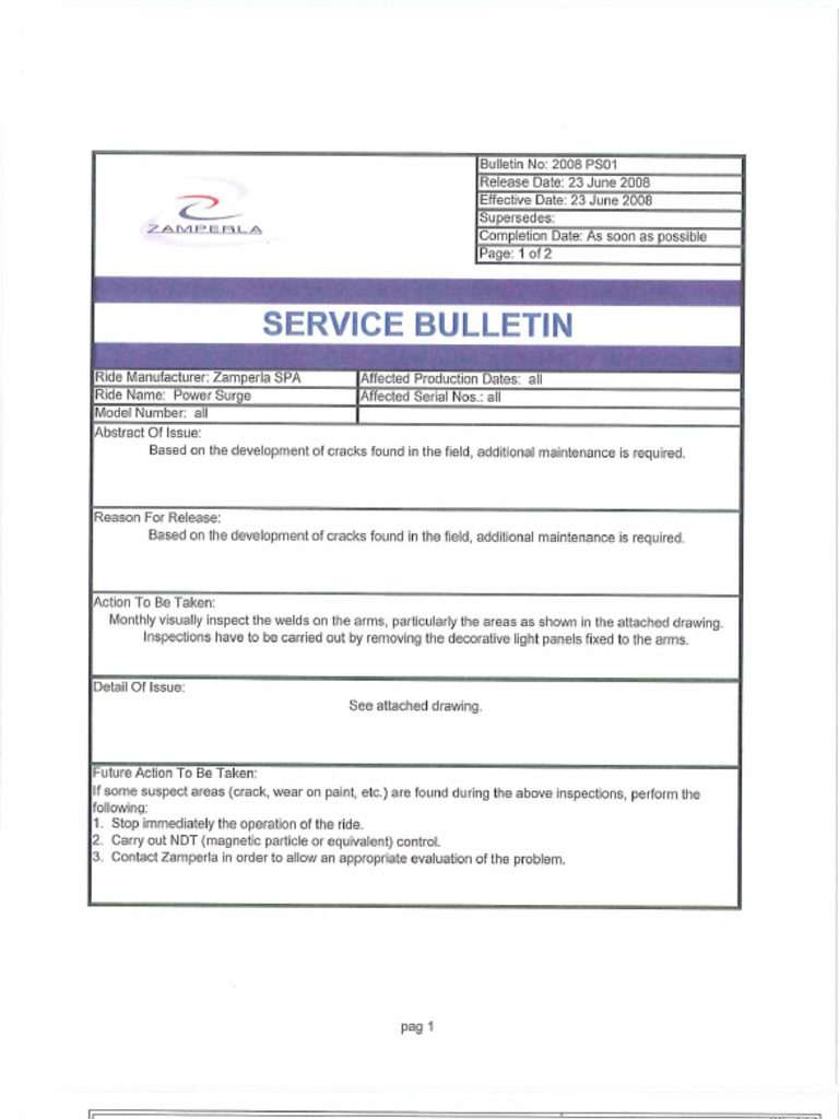 Service Bulletin 2008 - Weld Inspections | PDF
