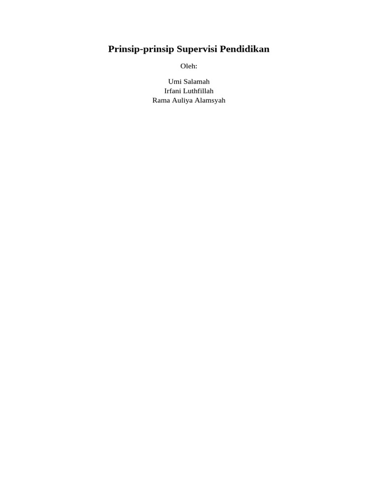 Prinsip Supervisi Pendidikan | PDF