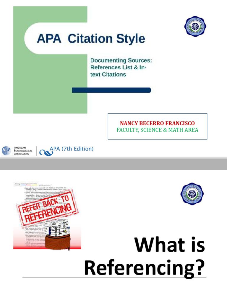APA 7th Edition Referencing | PDF