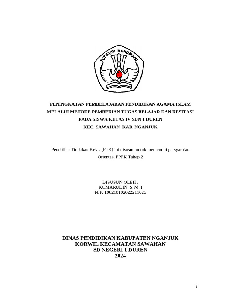 PTK PAI Kelas 4, KOMARUDIN, S.Pd.I | PDF