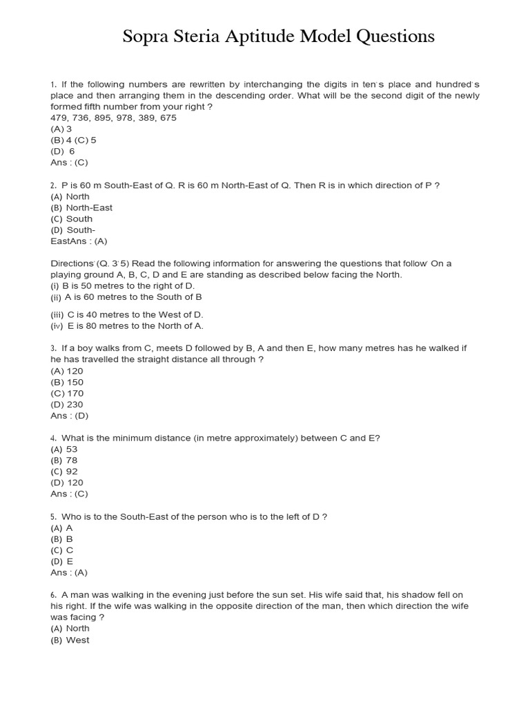 Sopra Steria Model Aptitude Questions 1 | PDF