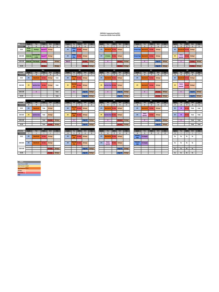 Calendário 1 Semestre | PDF