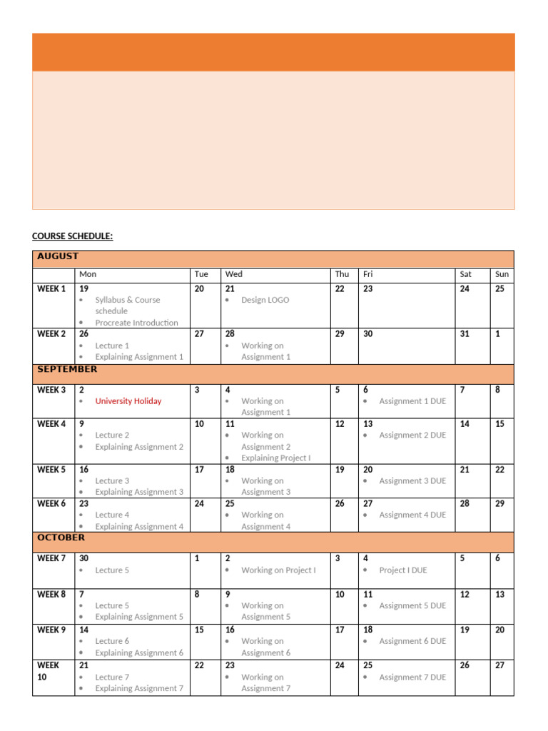 Course Schedule | PDF