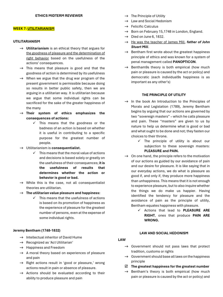Ethics Midterm Reviewer | PDF