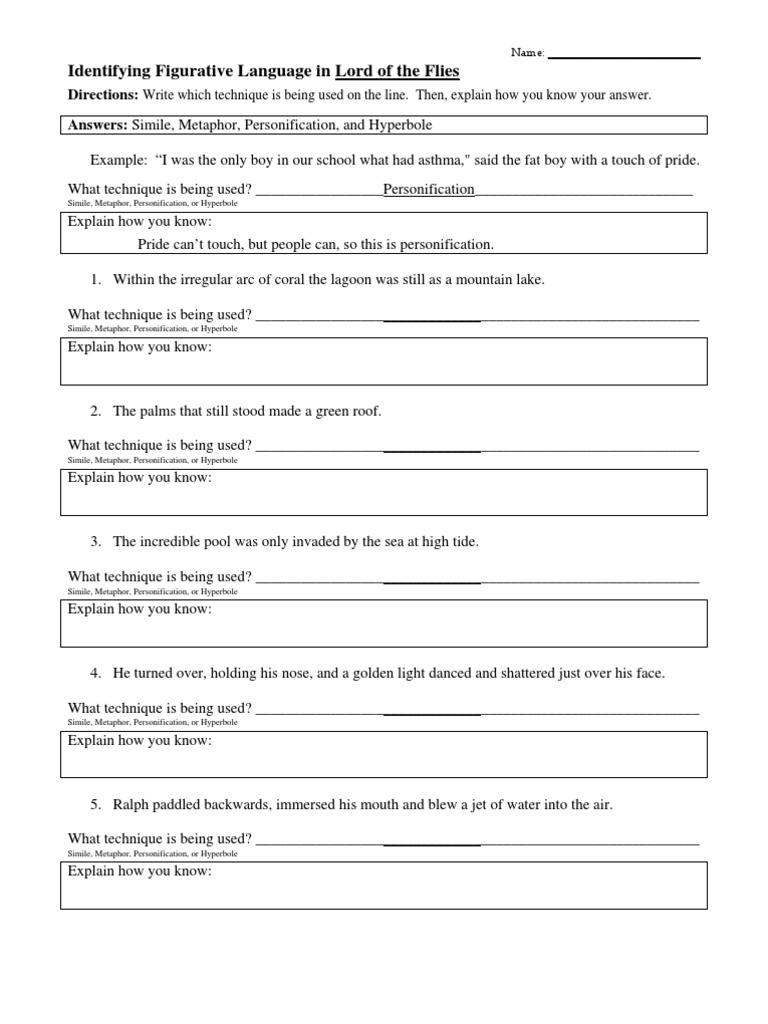 Figurative Language in Lord of the Flies | PDF | Literary Techniques ...