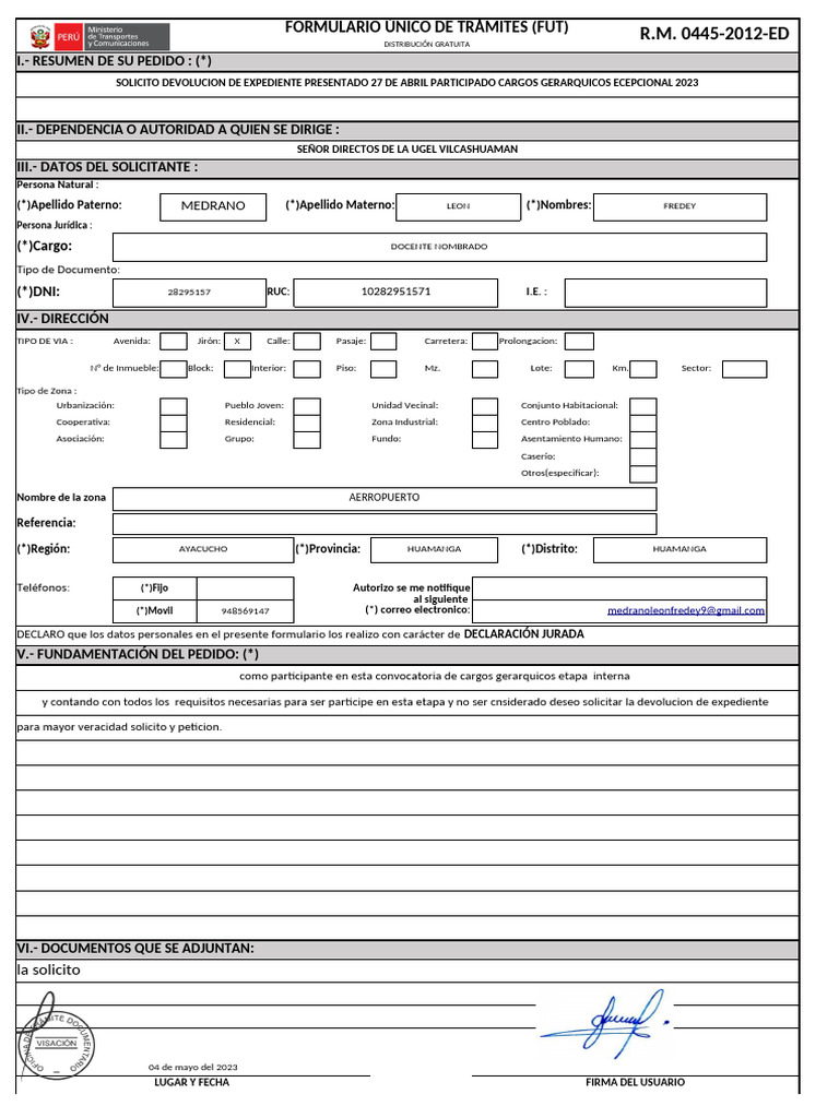 Solicita Devolucion de Expediente | PDF