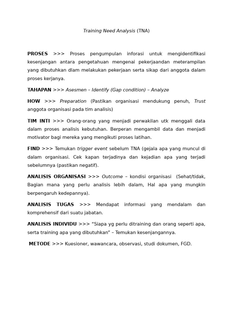 Training need analysis | PDF Training need analysis | PDF
