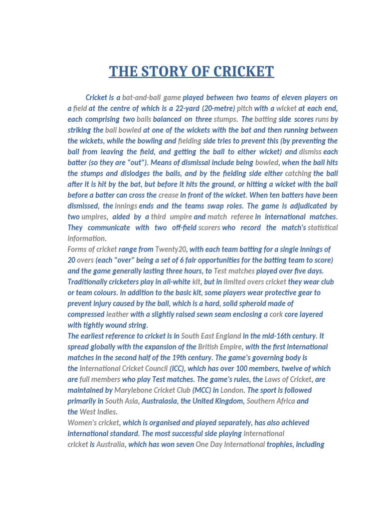 The Story of Cricket | PDF