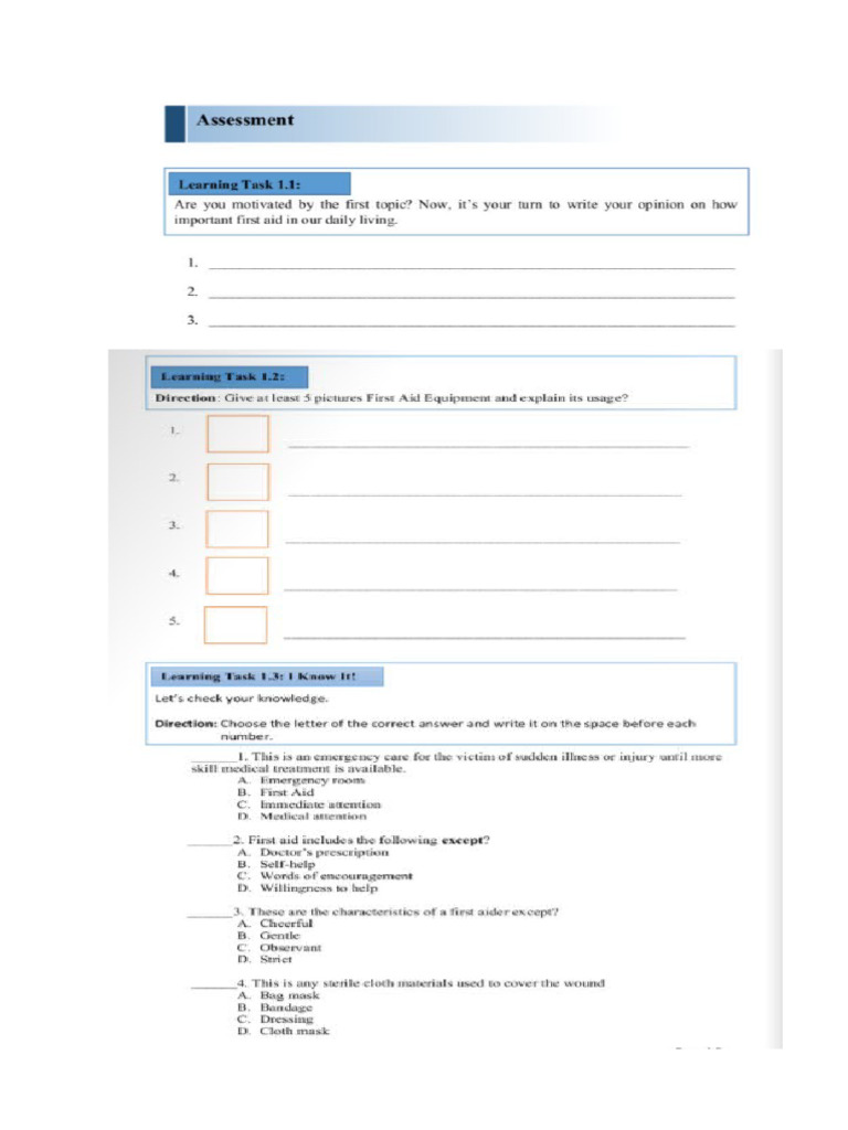 First Aid Activity | PDF