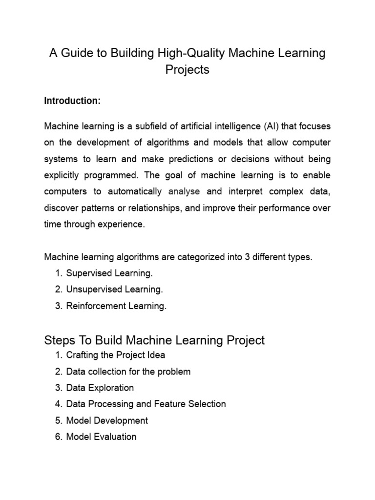 Steps To Build Machine Learning Project | PDF