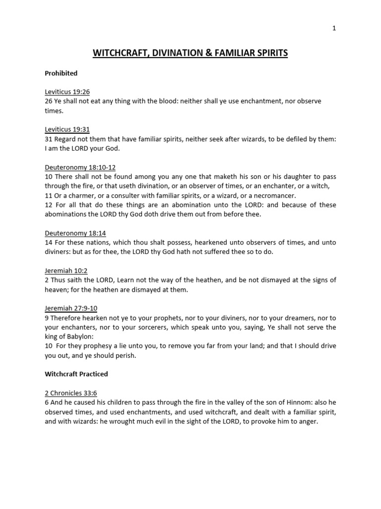 Witchcraft Divination Familiar Spirits - PDF Version 1 | PDF