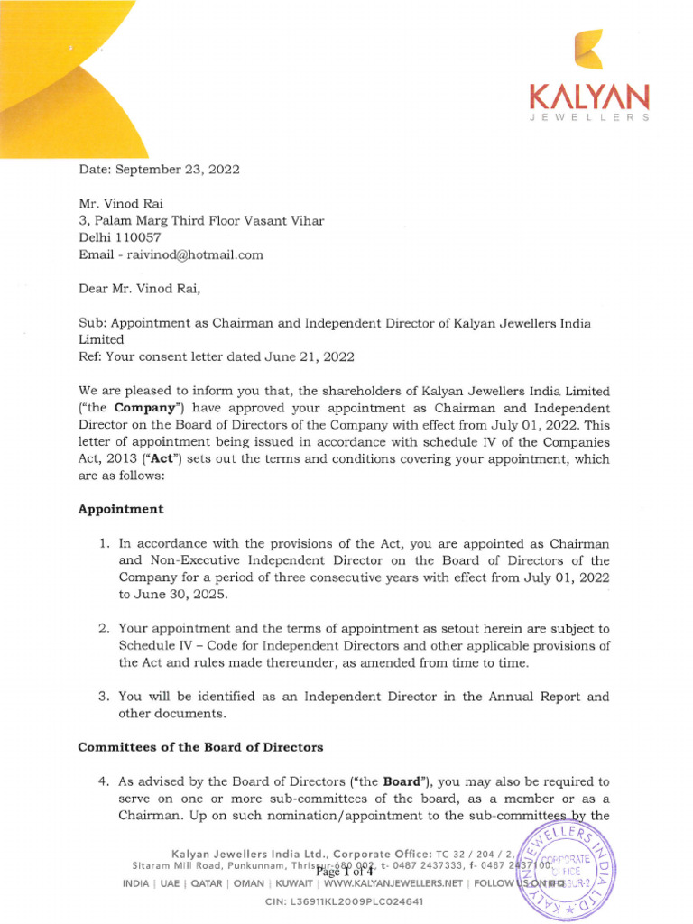 Appointment Letter | PDF