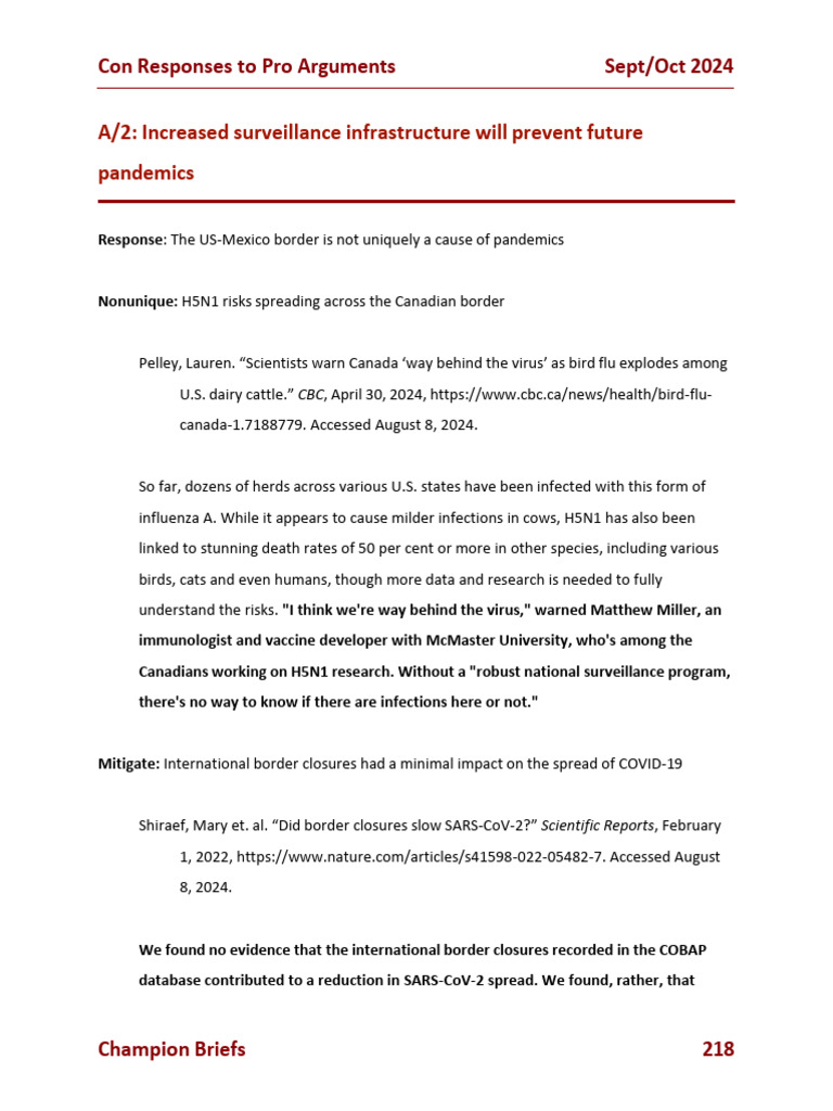 2 CON Response Pandemics | PDF
