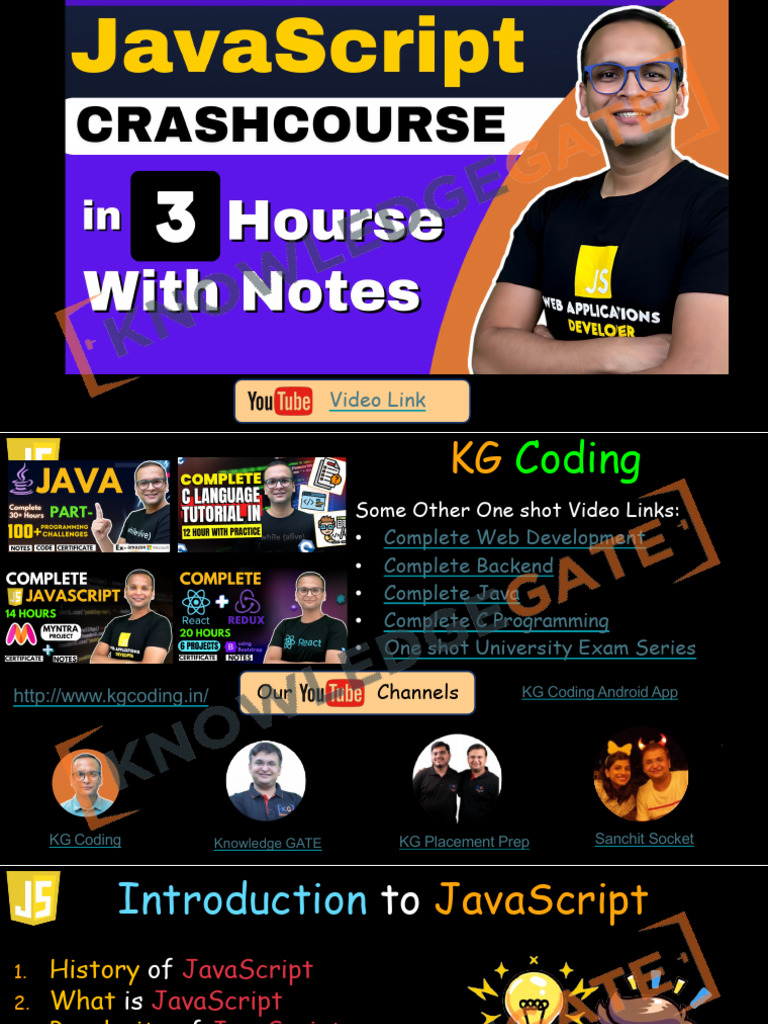 JavaScript Crash Course in 3 Hours | PDF