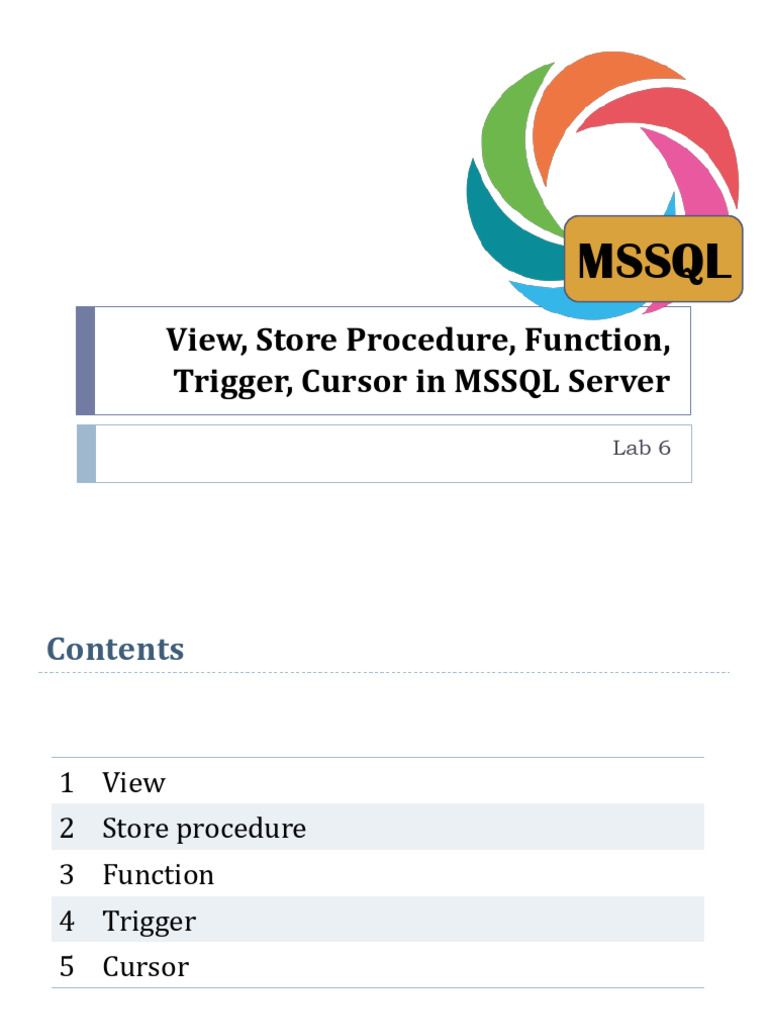 Store Procedure Function Trigger Cursor In Mssql Server Pdf 8730