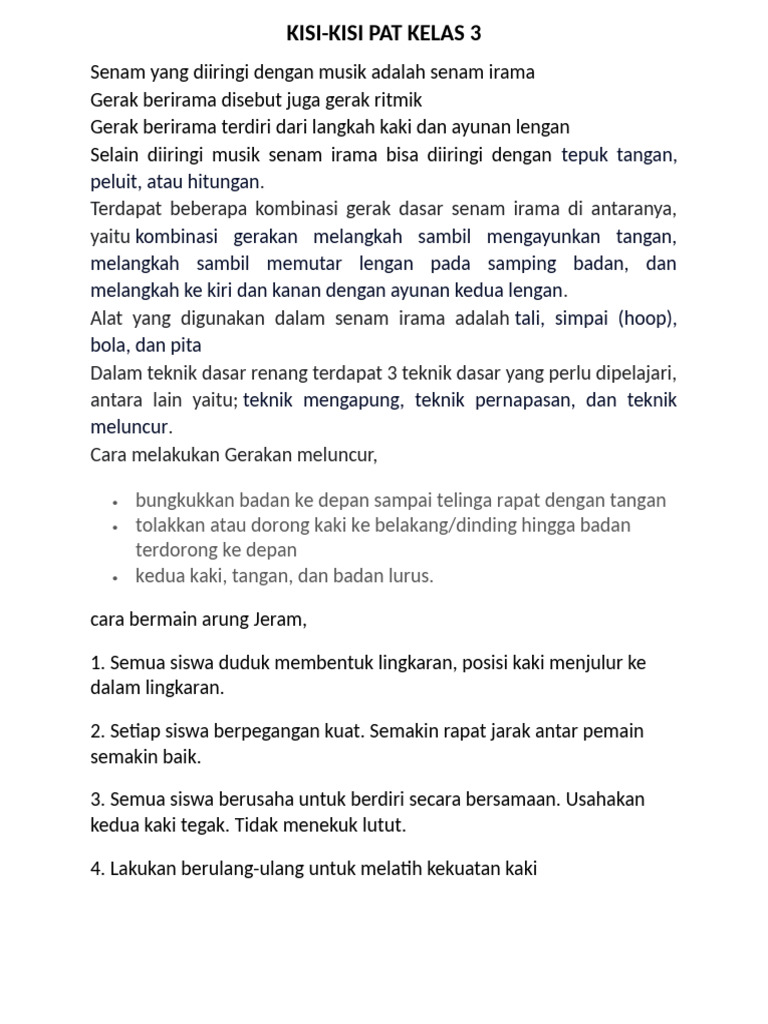 Kisi-Kisi Pat Kelas 3 | PDF