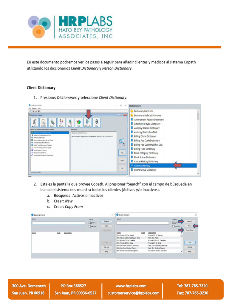 Entrada de Clientes y Medicos Al Sistema Copath | PDF