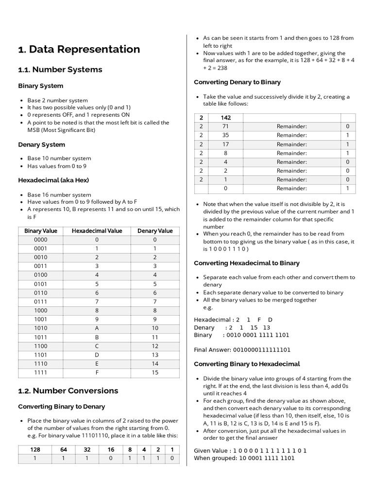 Chapter-1 Data Representation | PDF