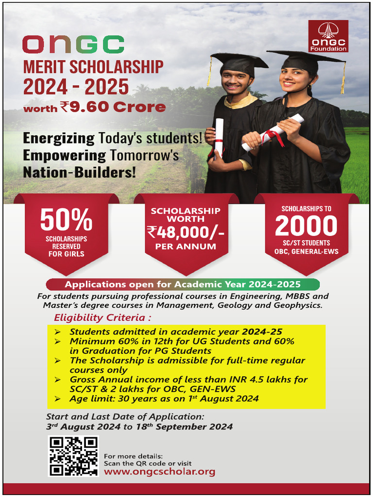 ONGC Merit Scholarship 2024 2025 | PDF