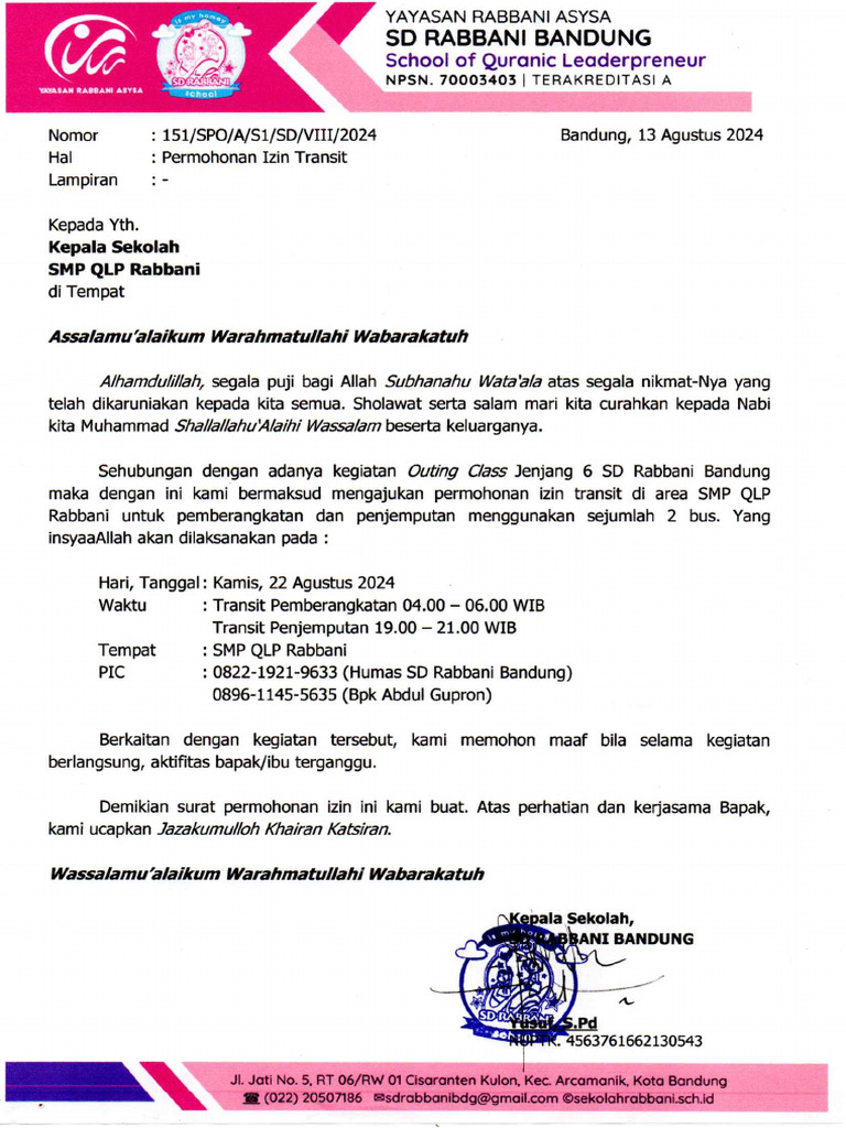 151 SPO Transit SMP QLP Outing Class Jenjang 6 | PDF