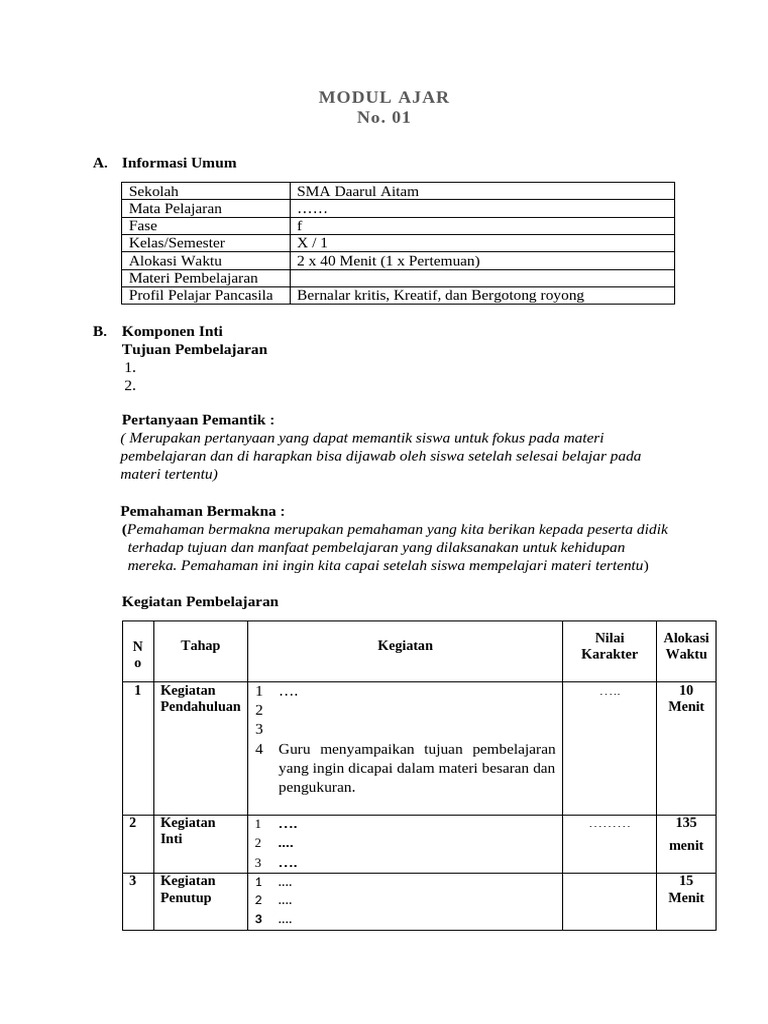 Format Modul Ajar 24-25 | PDF