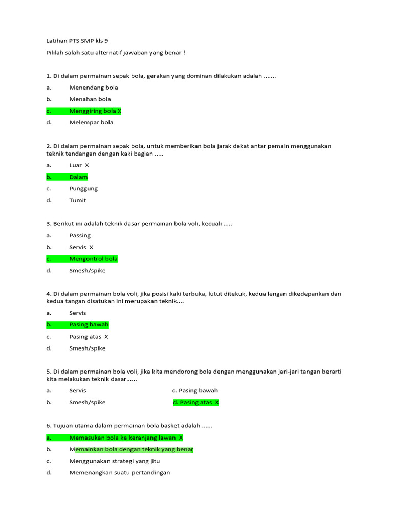 Latihan PTS kls 9 | PDF