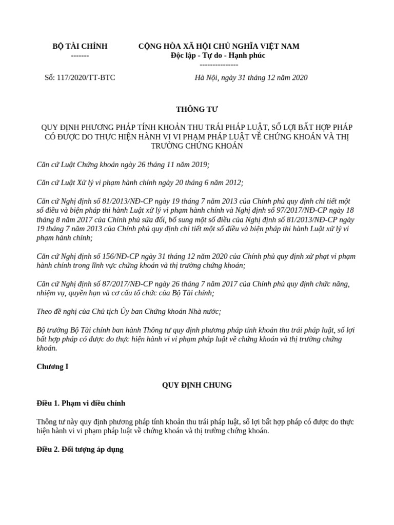Thong Tu 117 2020 TT BTC | PDF