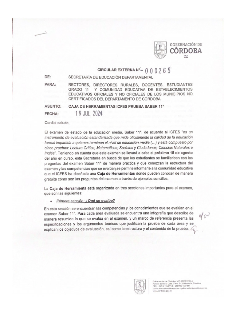 Circular Caja de Herramientas Icfes | PDF