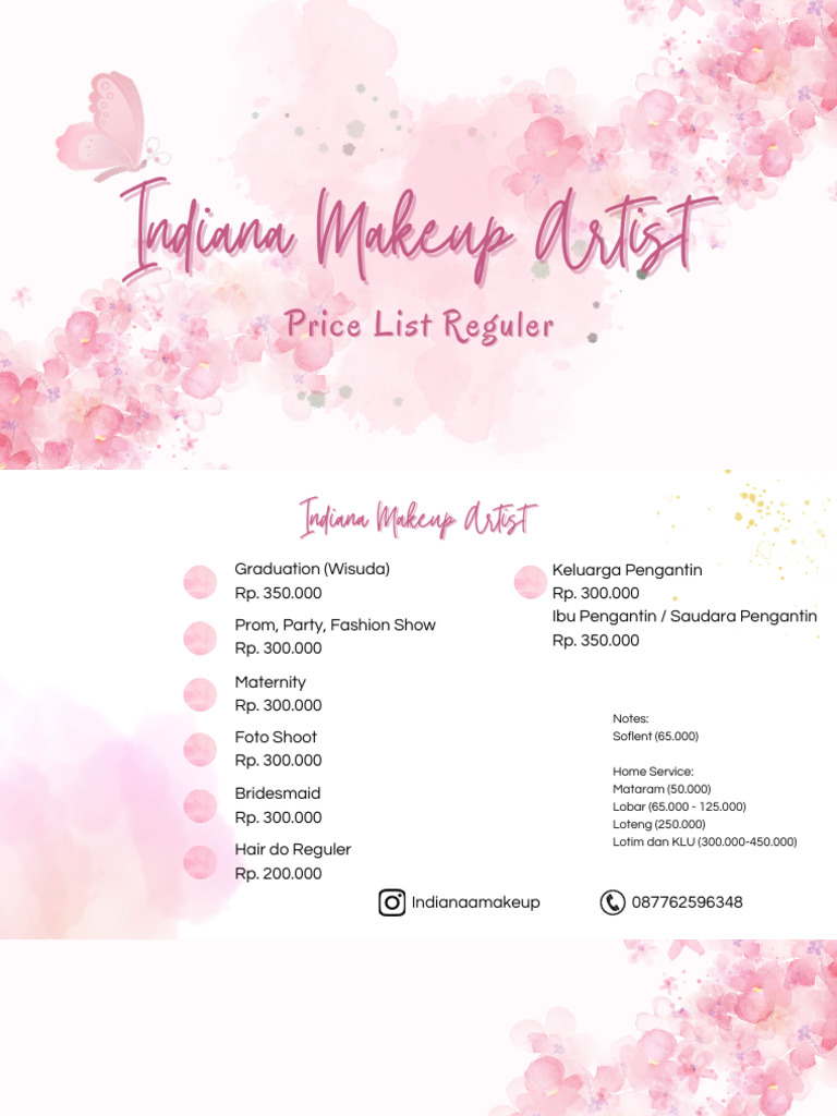 Pricelist Reguler Makeup | PDF