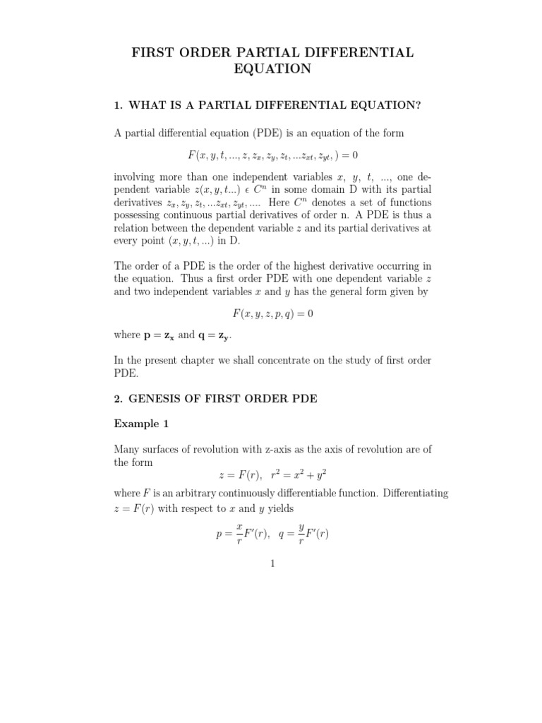 Pde Order One | PDF