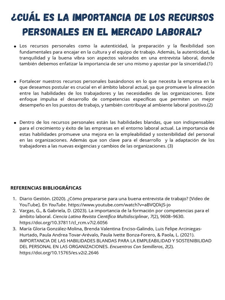 ¿Cuál Es La Importancia de Los Recursos Personales en El Mercado ...