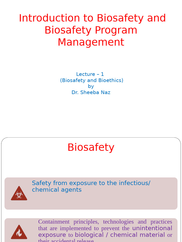 Lec 1 Introduction To Biosafety SN | PDF | Laboratories | Computers