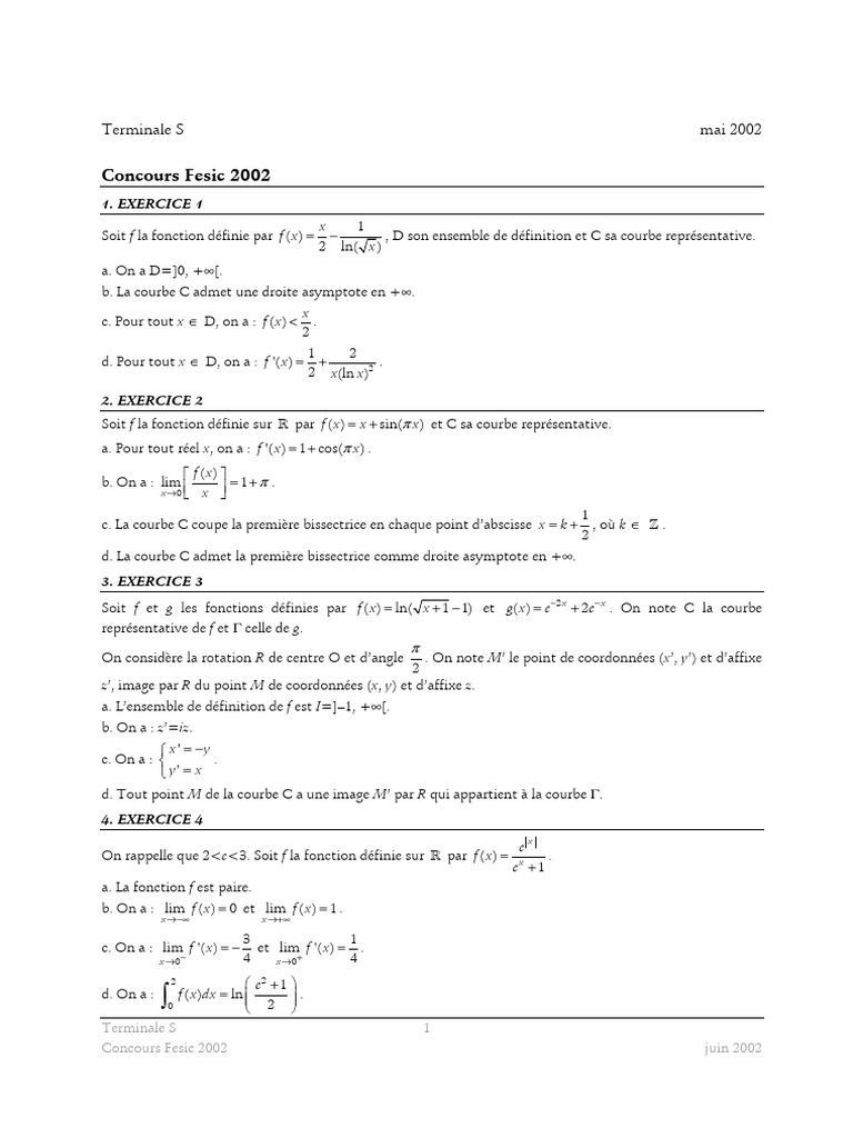 Fesic 2002 Enonce | PDF