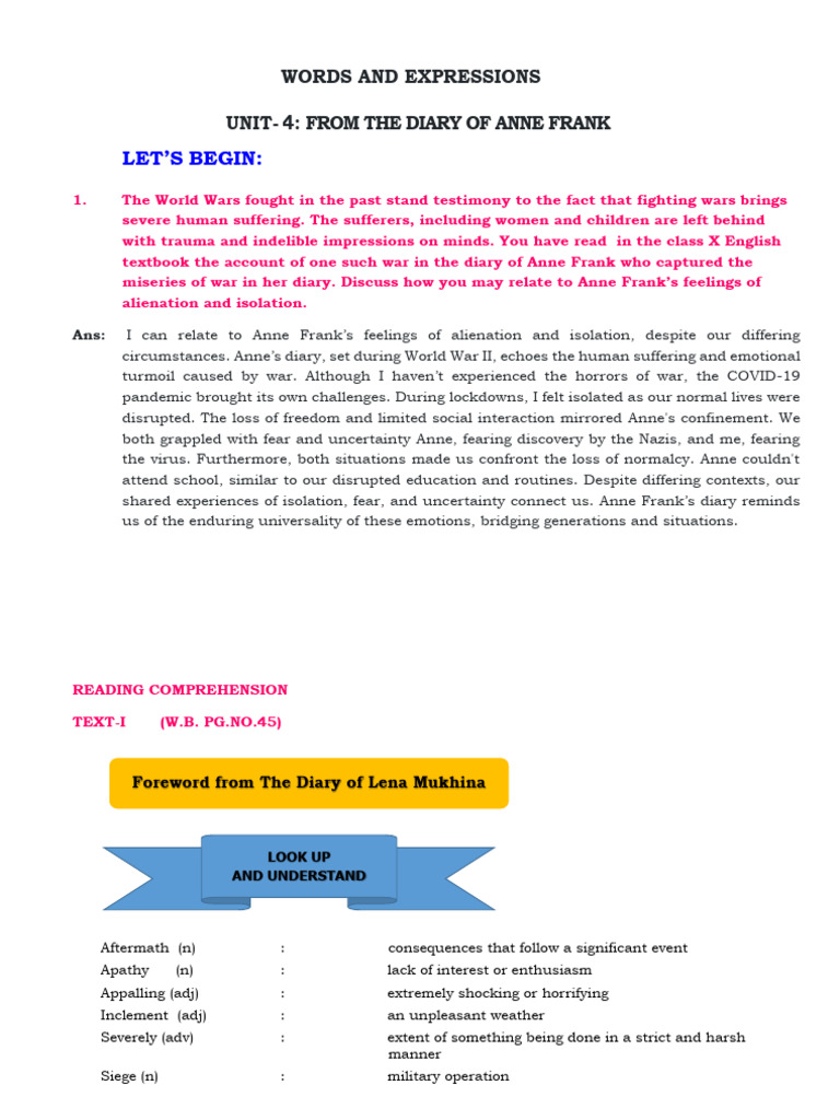 10 CLASS_WORDS AND EXPRESSIONS_UNIT-4_KEY | PDF