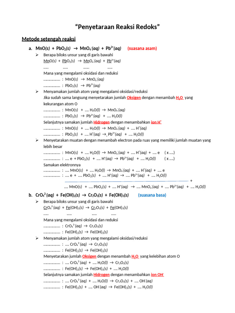 Penyetaraan Reaksi Redoks | PDF | Metode & Bahan Ajar