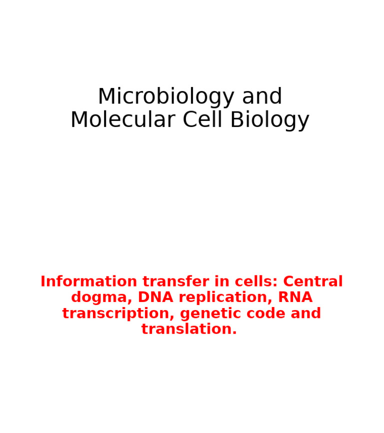Microbiology and Molecular Cell Biology | PDF