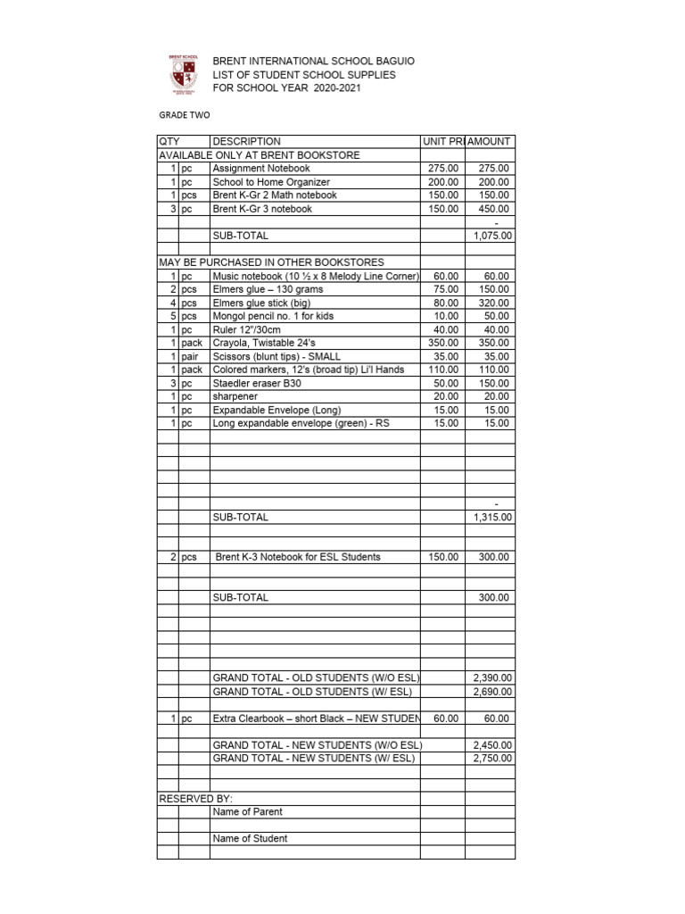 Grade 2 Order Form | PDF
