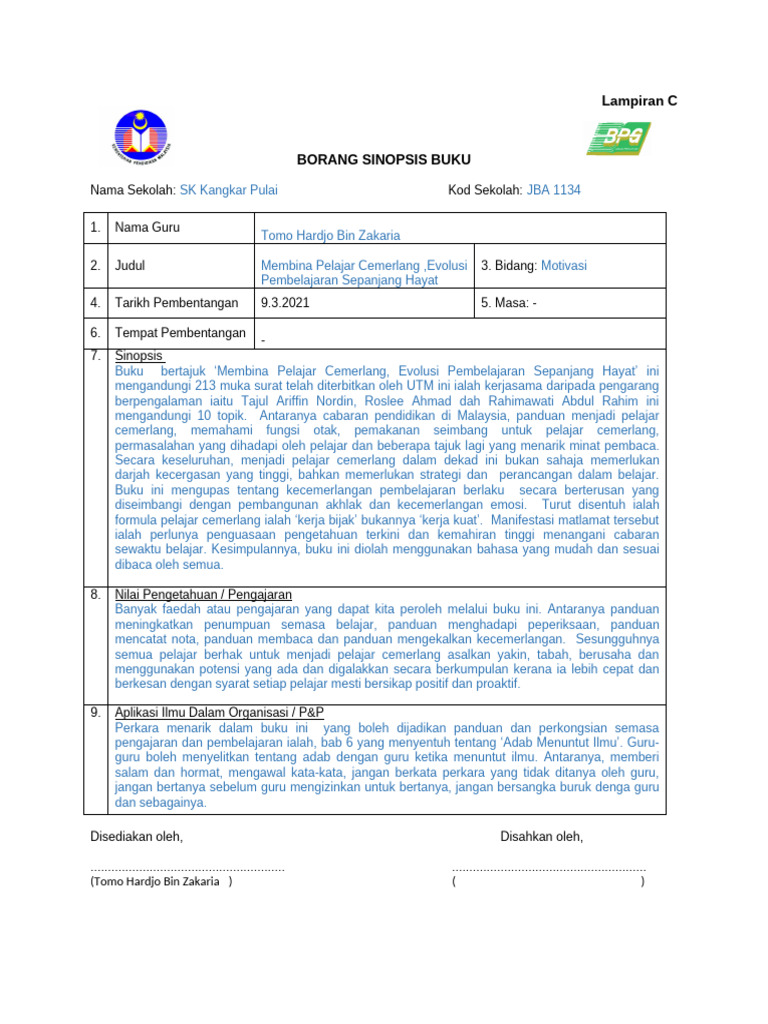01 Membina Pelajar Cemerlang Evolusi Pembelajaran Sepanjang Hayat (Borg) | PDF