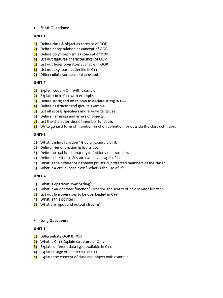 Exam Questions (OOP) | PDF
