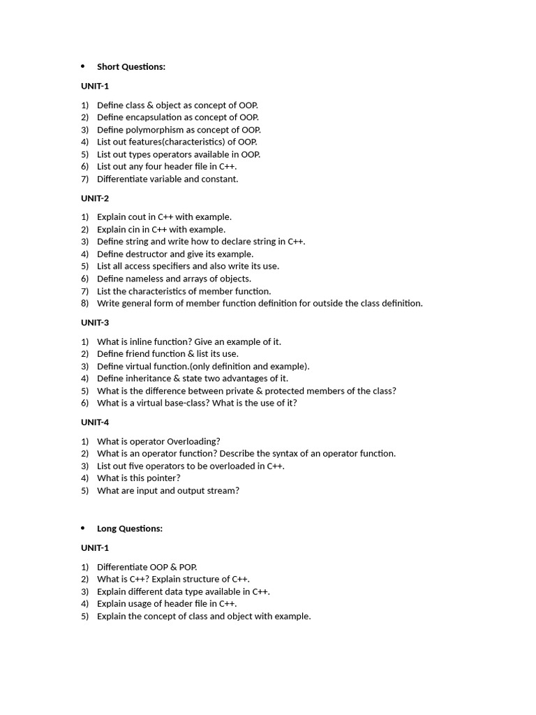 Exam Questions (OOP) | PDF