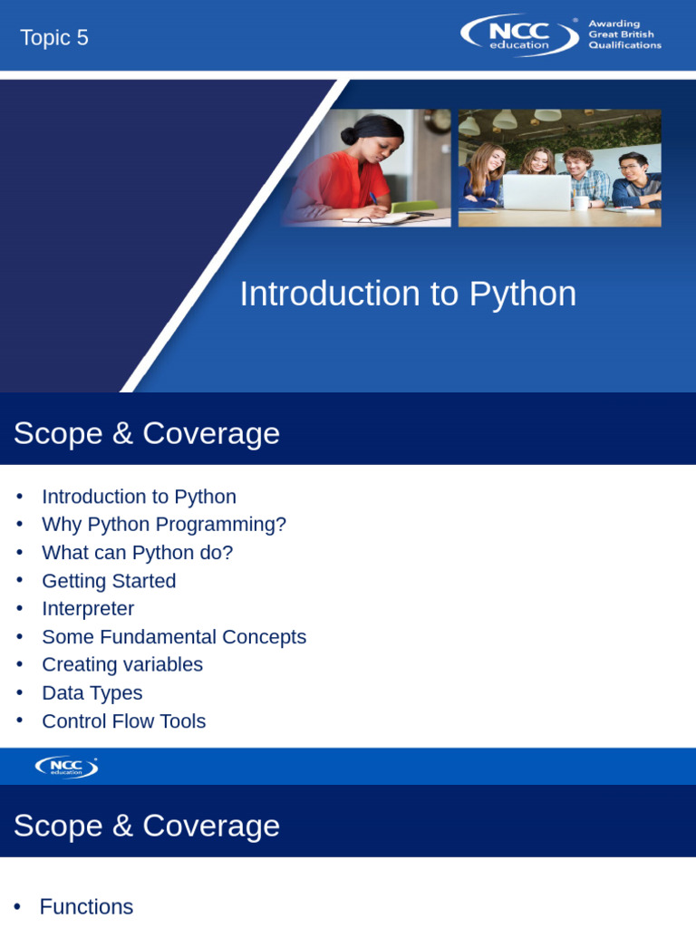 Topic 5 - Introduction To Python | PDF