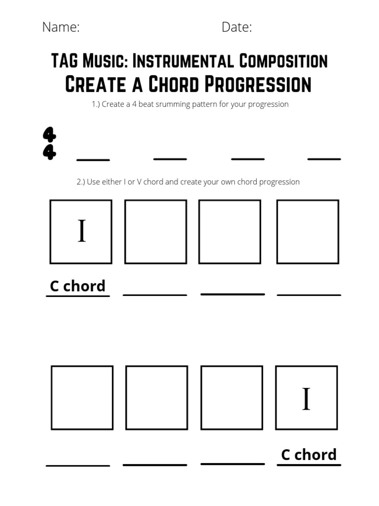 Chord Progression Worksheet #1 TAG L5 | PDF