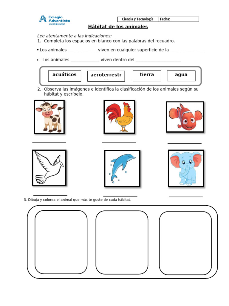 5.1 Actividad CyT - Hábitat de los animales (1) | PDF