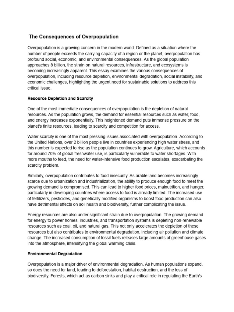 The Consequences of Overpopulation | PDF