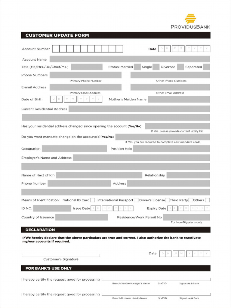 Customer Update Form PDF | PDF